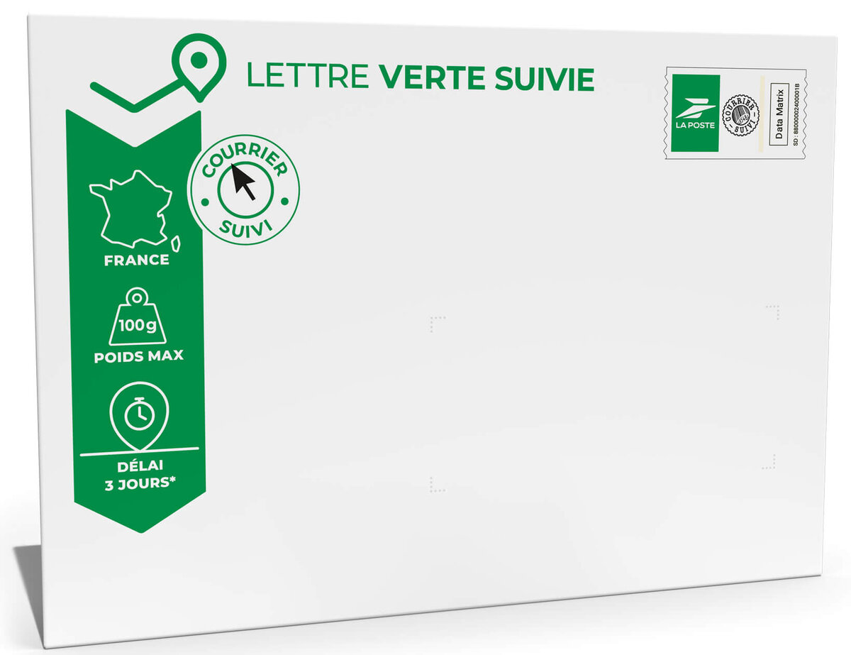 Prêt-à-Poster - Lettre verte suivie - 100g - Format C5 - Enveloppe à l ...