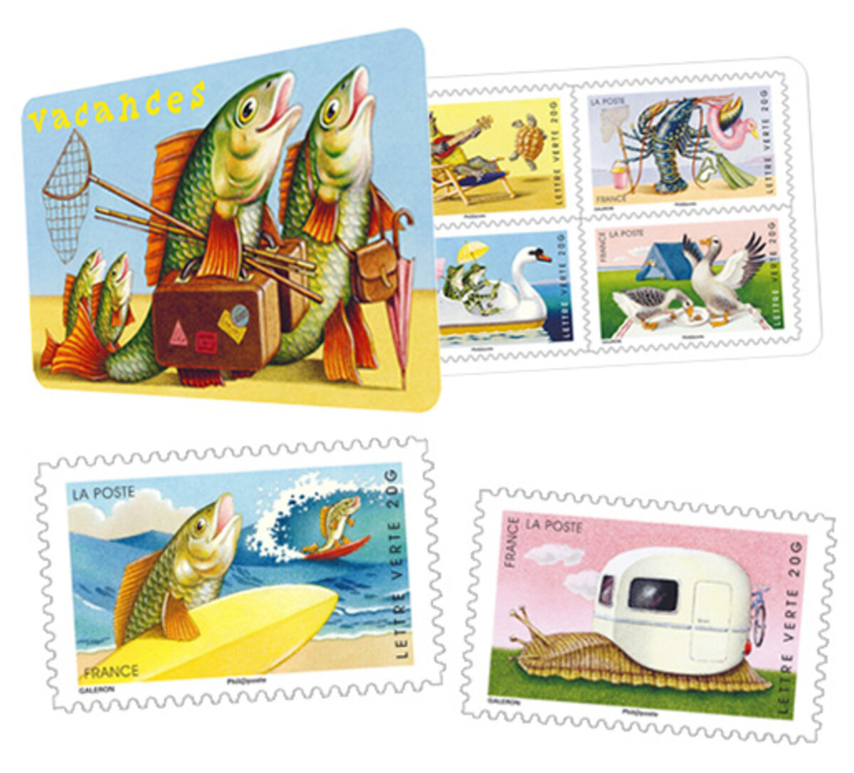 Carnet 12 timbres - Vacances - La Poste