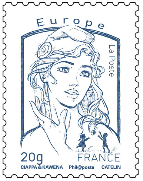 timbre marianne bleu
