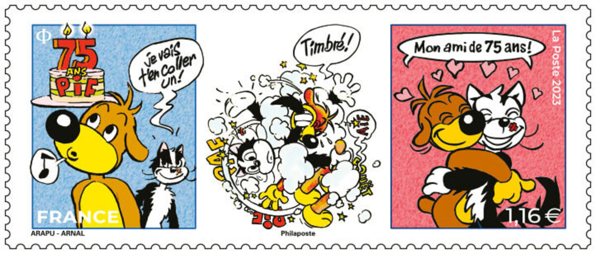 Timbre - 75 ans de Pif le chien - Lettre verte - La Poste