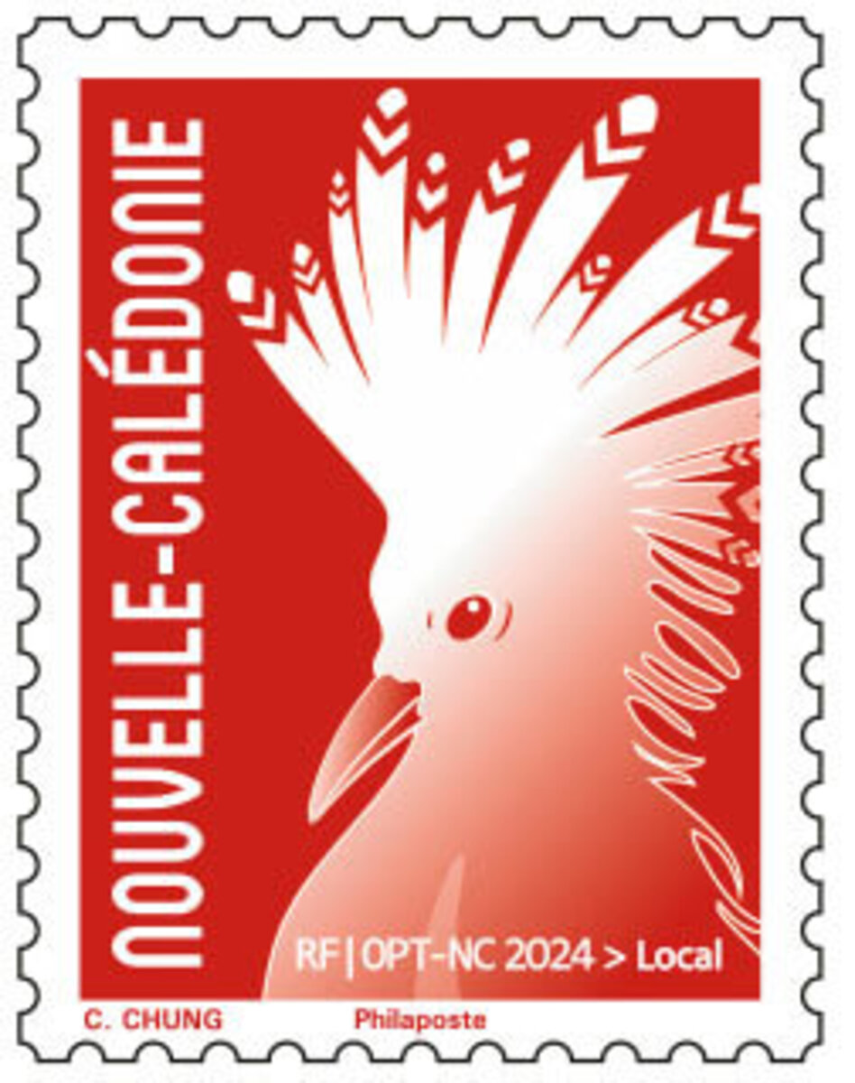 Timbre Nouvelle Calédonie - Cagou Chung - Rouge - La Poste