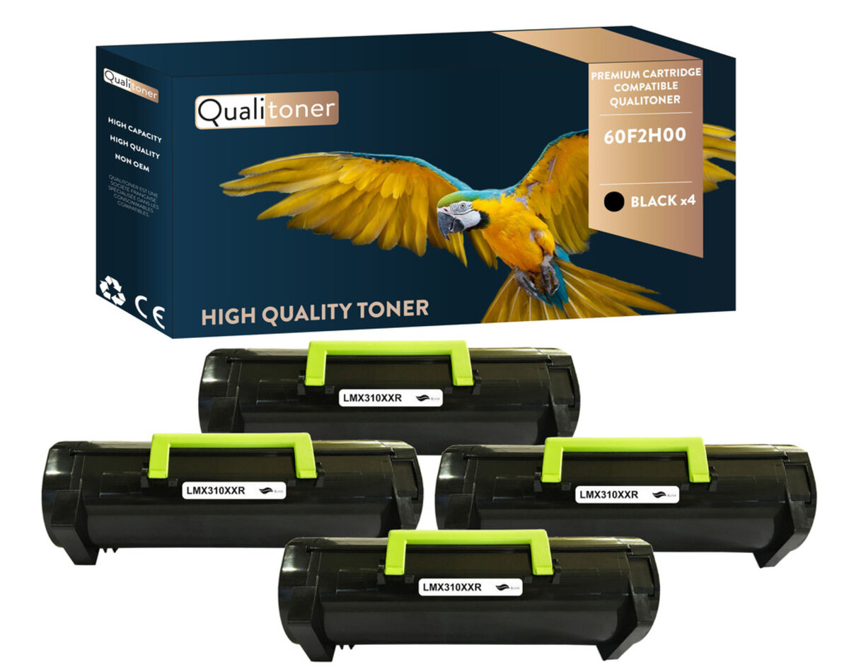 Qualitoner x4 toners 60f2h00 noir compatible pour lexmark - La Poste