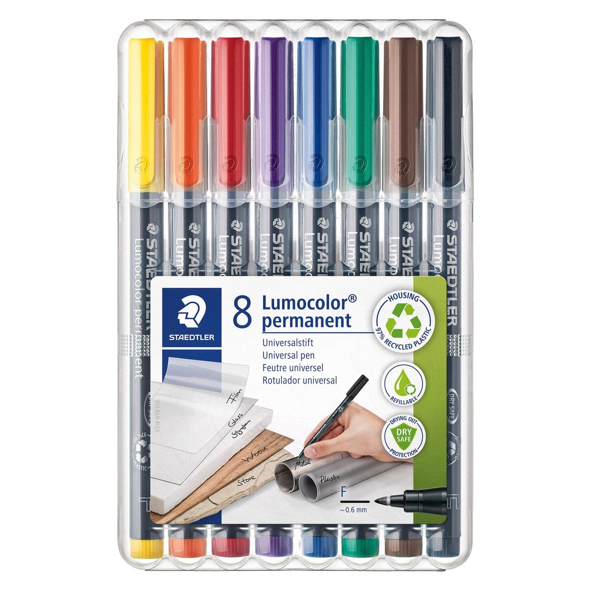 Stylo feutre permanent staedtler lumocolor 'dry safe' couleurs ...