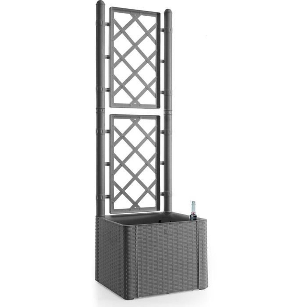 Bac à fleur deluxe - carre avec treillis stone gris - 43 x 43x142 cm ...