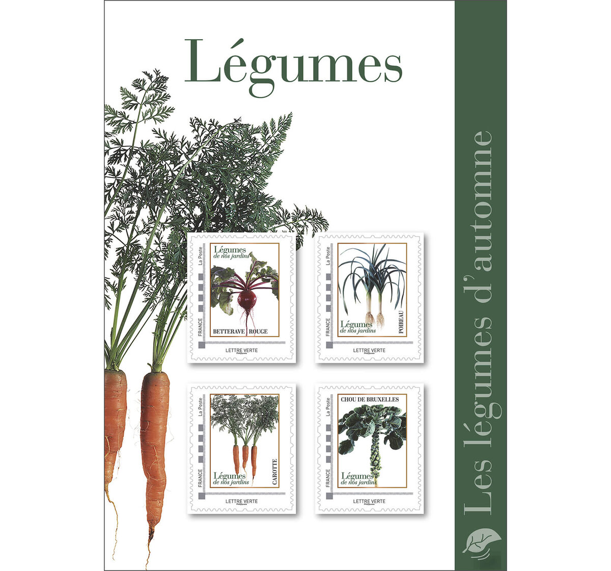 Collector 4 timbres - Les légumes d'automne - Lettre Verte - La Poste
