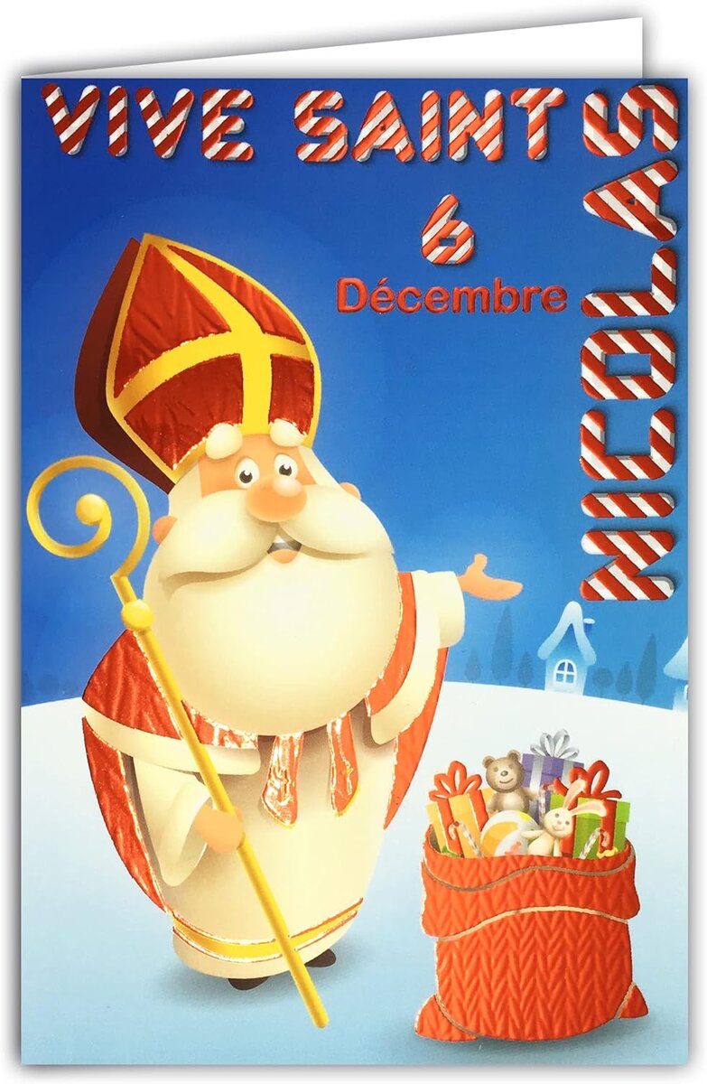 Carte saint nicolas bonne fête écoliers enfants sages 6 décembre avec ...