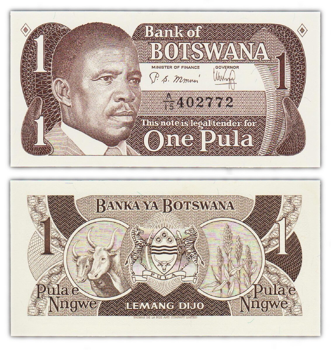 Billet de Collection 1 pula 1983 Botswana - Neuf - p6 - La Poste