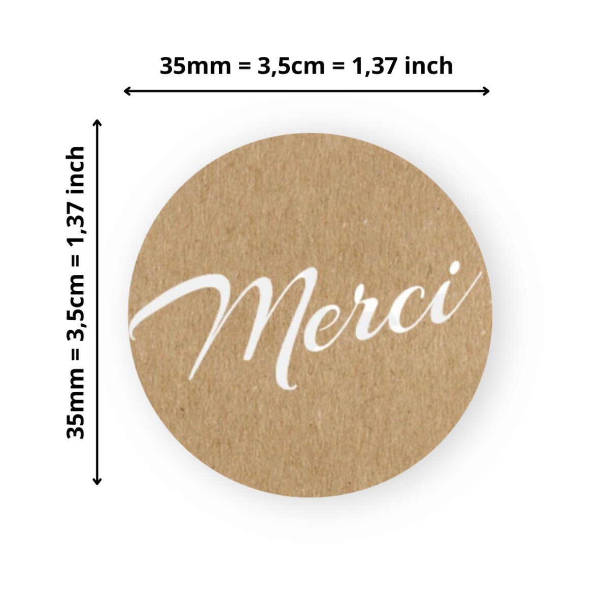 140 Etiquettes Merci Rondes Autocollantes - Ø 35 mm - Papier Recyclé ...