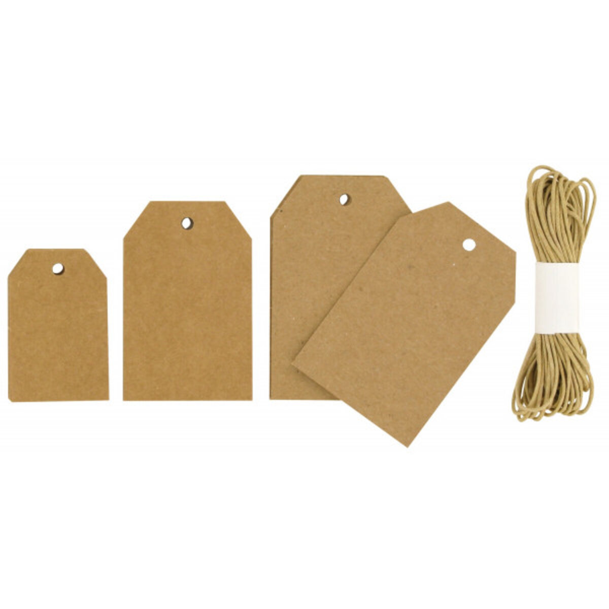 Etiquette tags kraft droits avec cordelette 30 pièces - La Poste