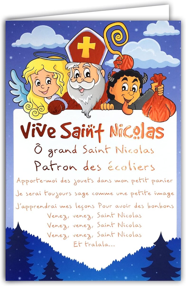 Carte saint nicolas fête 6 décembre chanson patron des écoliers avec ...