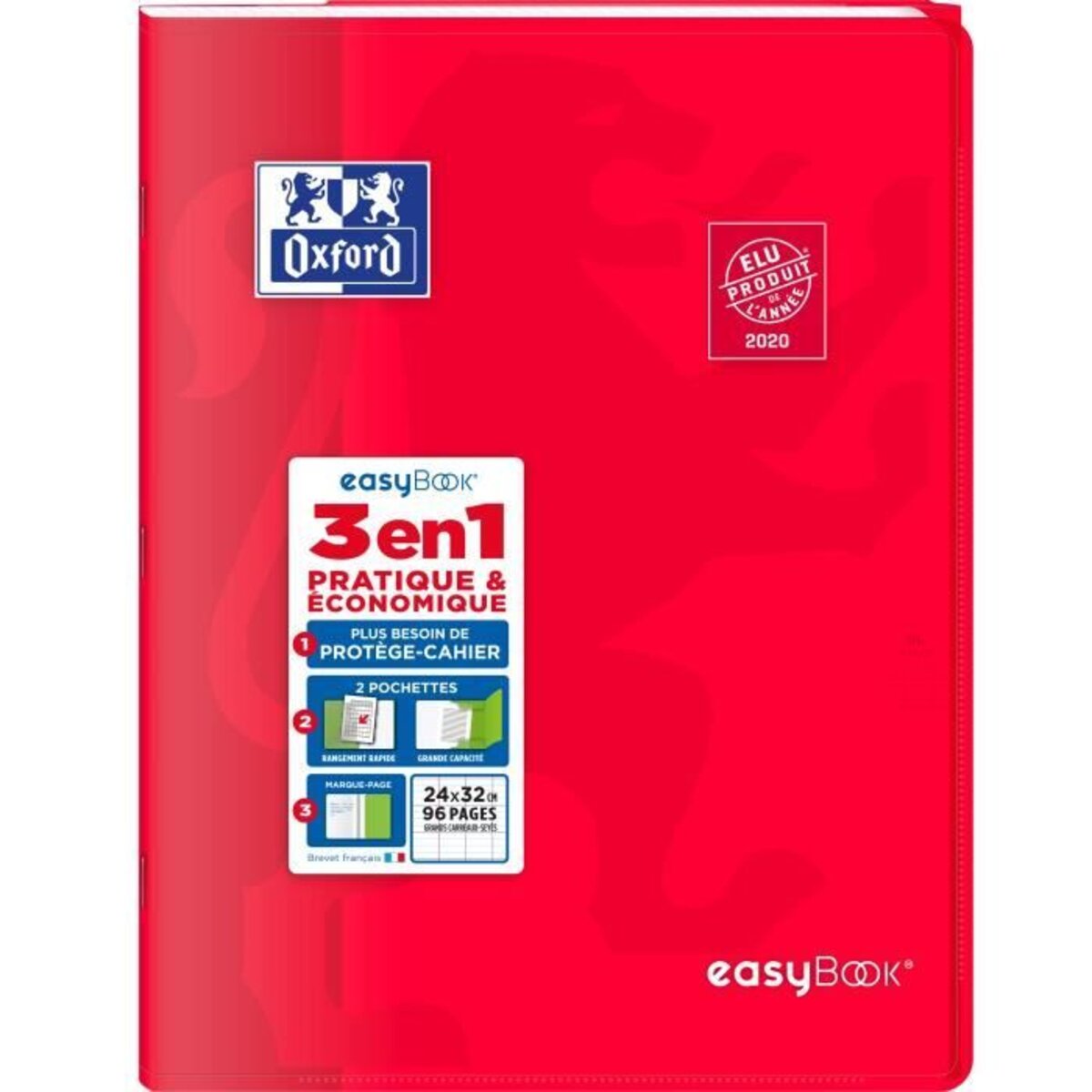 OXFORD - Cahier Easybook agrafé - 24 x 32 cm 96p seyes - 90g - Rouge ...