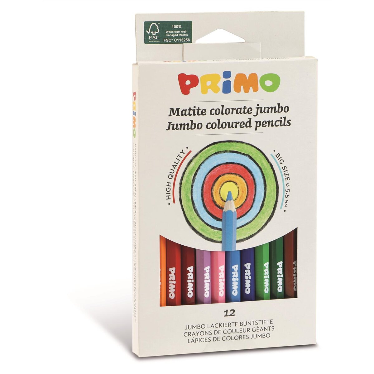 Boite de 12 crayons de couleur jumbo mine 5 5mm assortis primo - La Poste