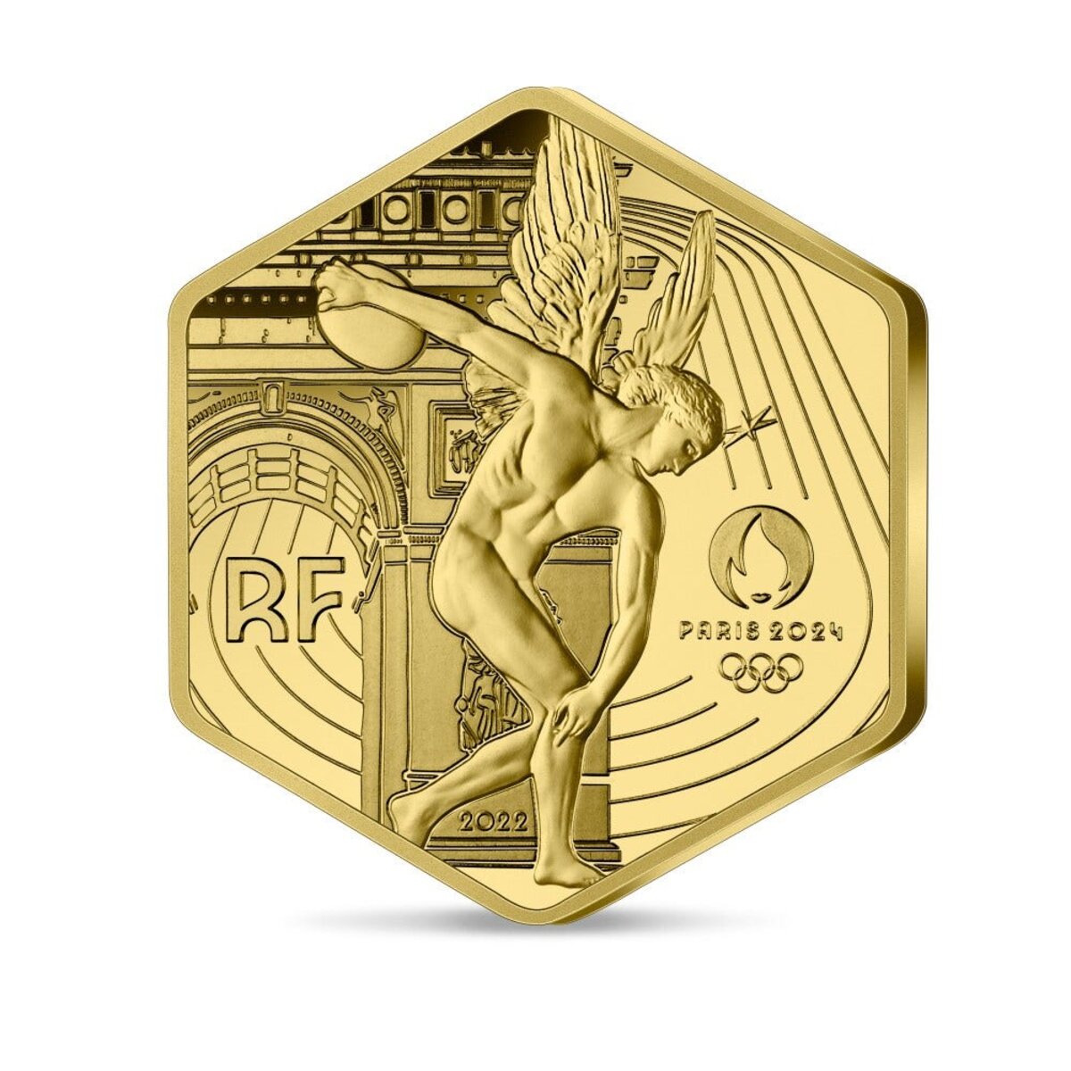 Jeux olympique de paris 2024 monnaie 250€ or - hexagonale génie - La Poste