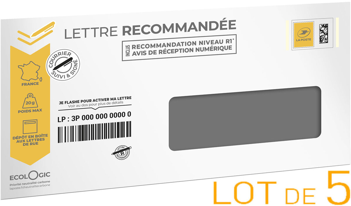 Prêt-à-Poster - Lettre Recommandée - 20g - Enveloppes à fenêtre en lot ...