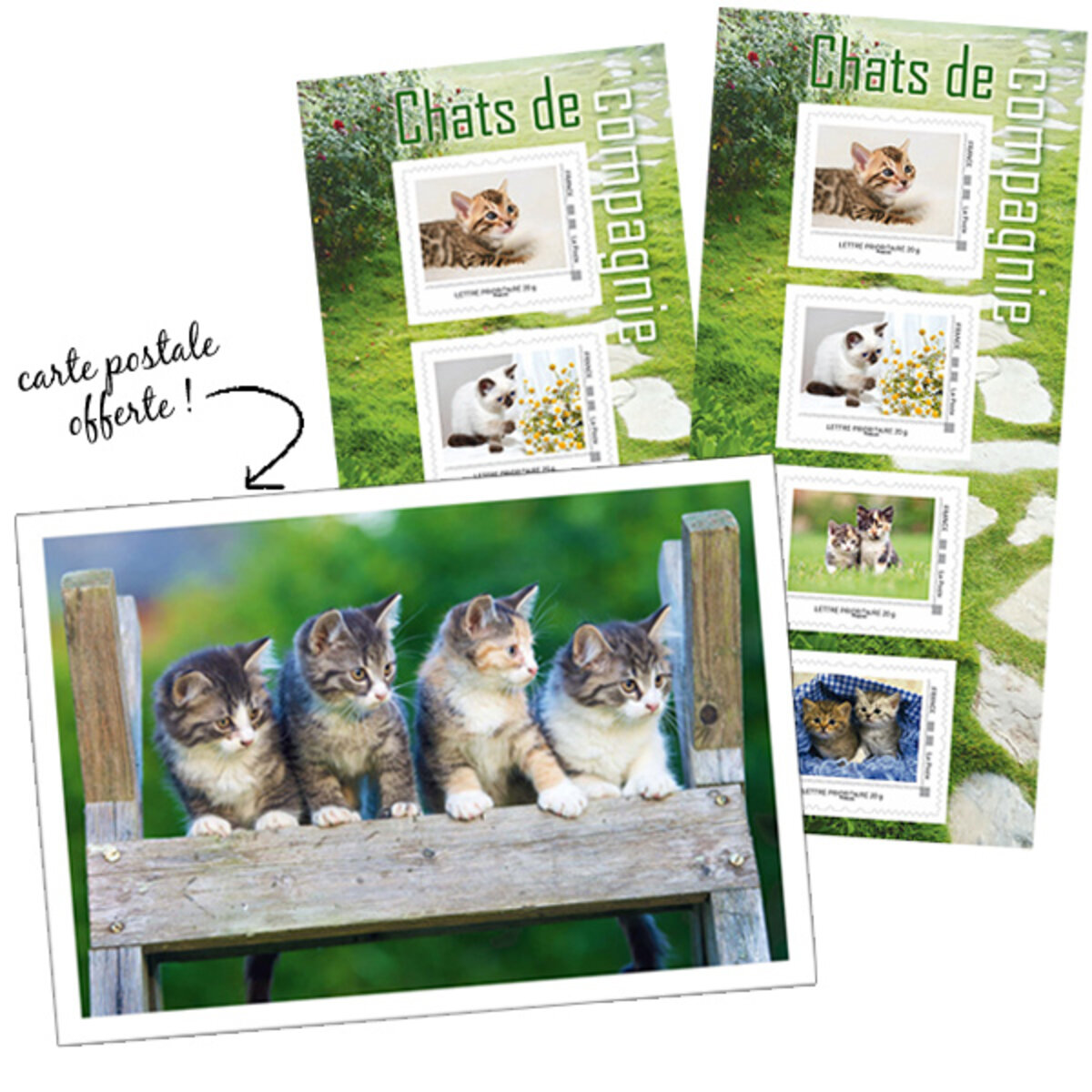 Lot de 2 Collectors Chats + 1 carte offerte - La Poste
