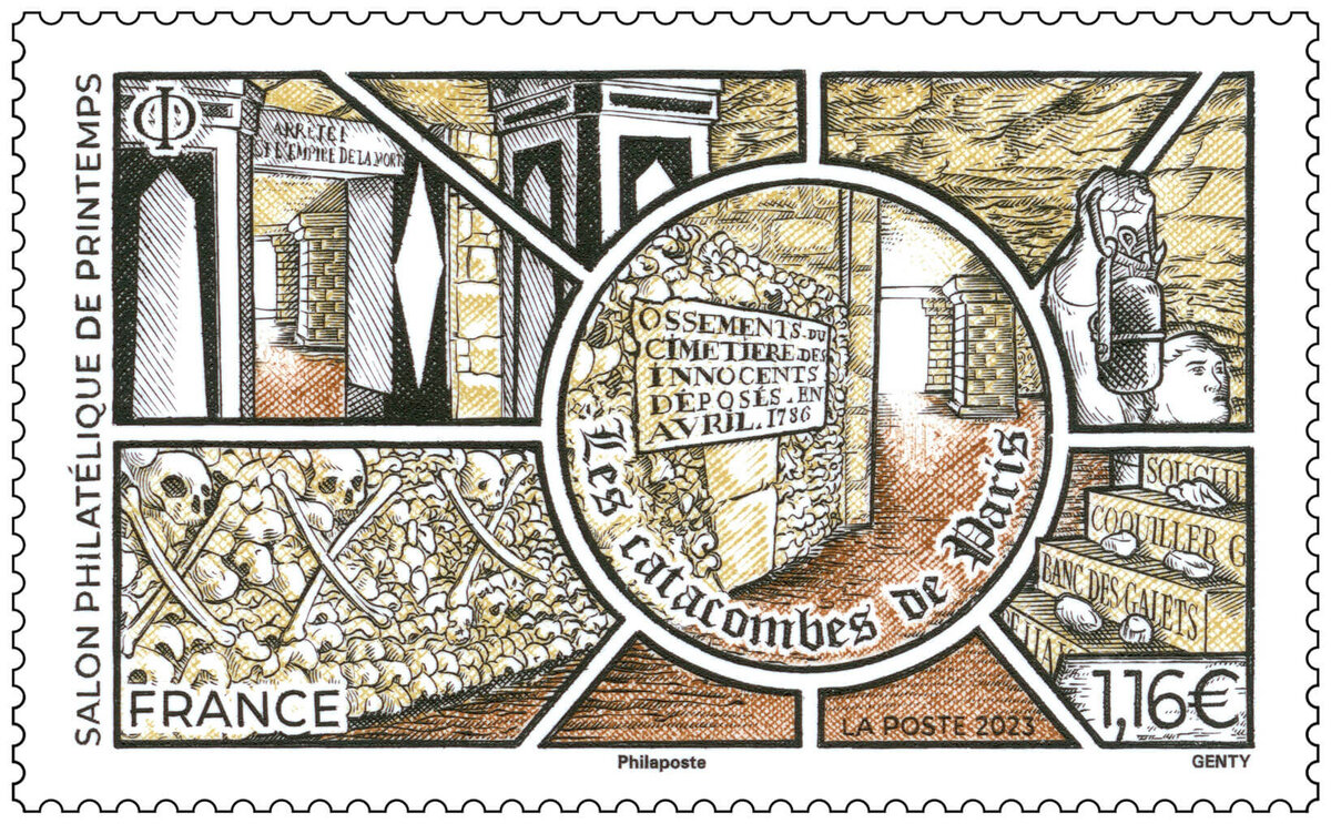 Timbre - Salon philatélique de printemps 2023 - Les catacombes de Paris ...