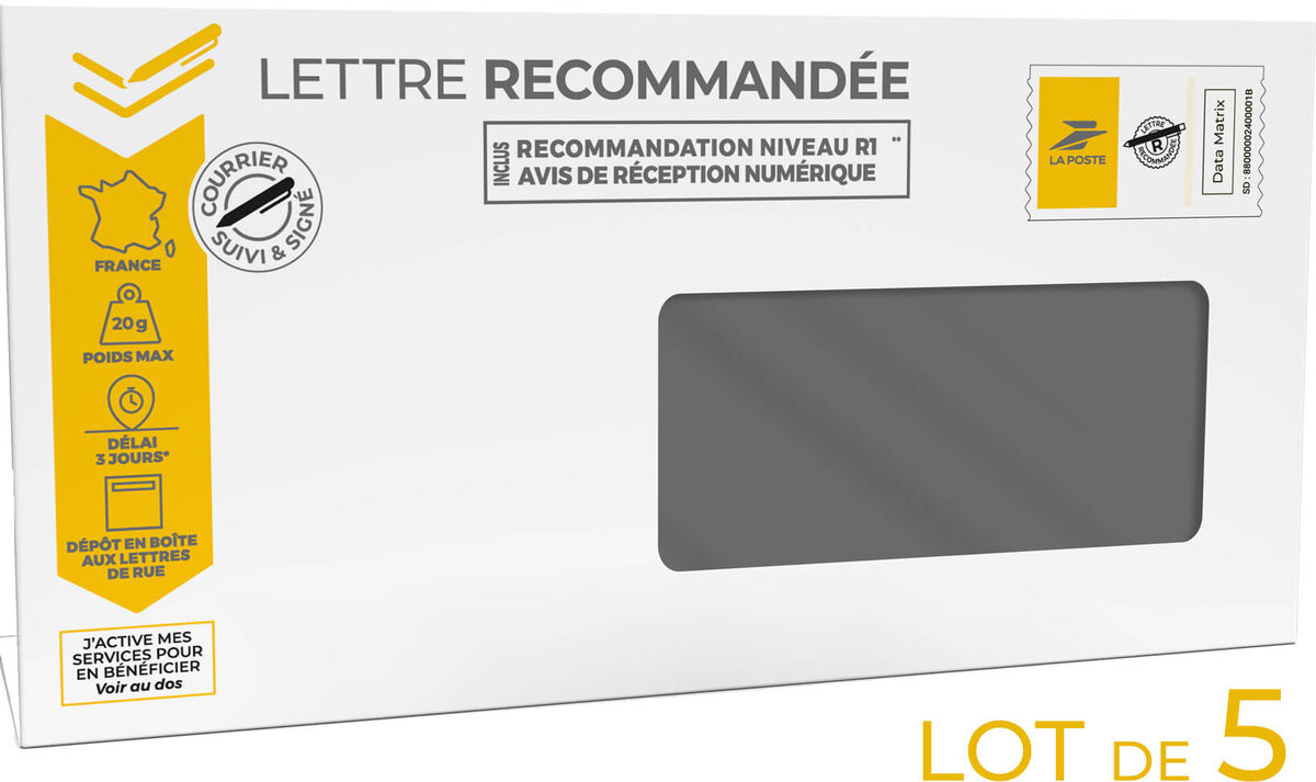 Prêt-à-Poster - Lettre Recommandée - 20g - Enveloppes à fenêtre en lot ...