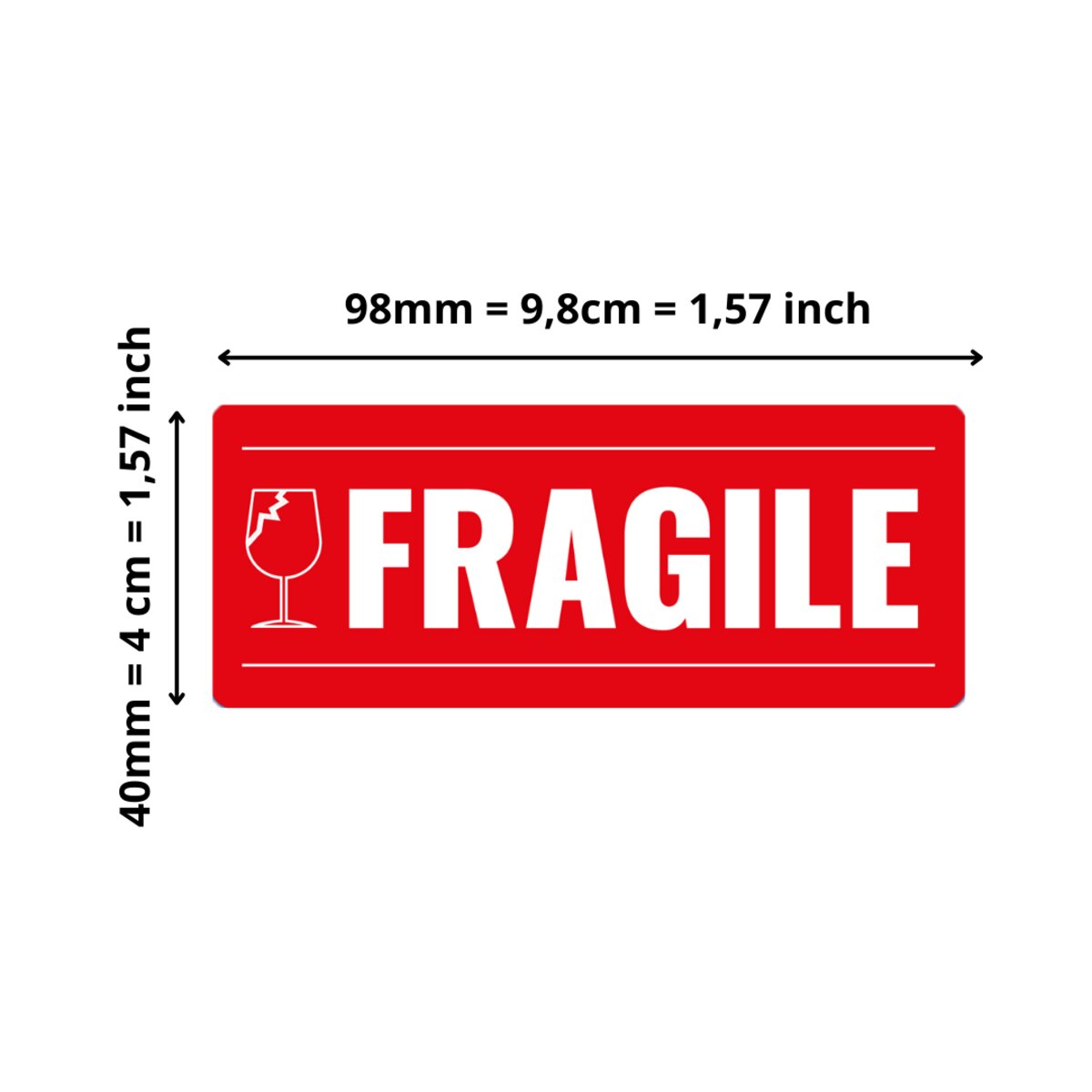 300 étiquettes Fragile Rectangulaires Autocollantes en rouleau - 98 x ...