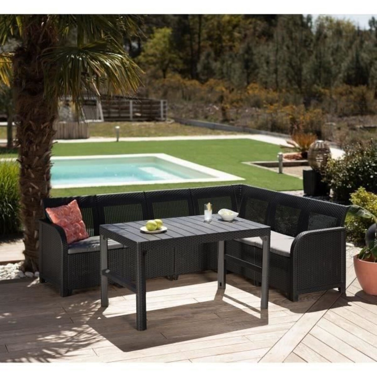 ALLIBERT by KETER - Salon de jardin SanRemo Lyon 6 places - table basse ...